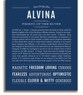 Alvina Personalized Name Meaning Art Prints – Name Stories