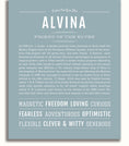 Alvina Personalized Name Meaning Art Prints – Name Stories