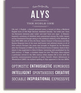 Alys | Name Art Print – Name Stories