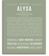 Alysa Personalized Name Meaning Art Prints – Name Stories