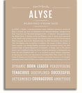 Alyse Personalized Name Meaning Art Prints – Name Stories