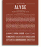 Alyse Personalized Name Meaning Art Prints – Name Stories