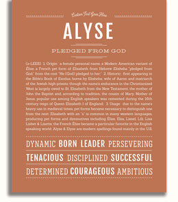 Alyse Personalized Name Meaning Art Prints – Name Stories