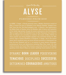 Alyse Personalized Name Meaning Art Prints – Name Stories