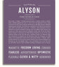 Alyson Personalized Name Meaning Art Prints – Name Stories