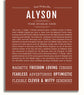 Alyson Personalized Name Meaning Art Prints – Name Stories