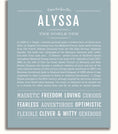 Alyssa Personalized Name Meaning Art Prints – Name Stories
