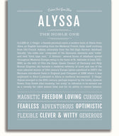 Alyssa Personalized Name Meaning Art Prints – Name Stories