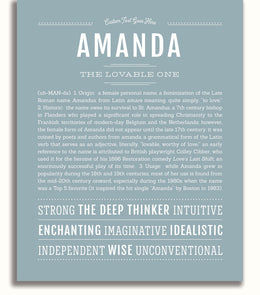 Amanda Personalized Name Meaning Art Prints – Name Stories