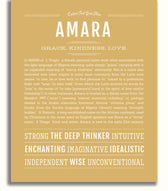 Amara Personalized Name Meaning Art Prints – Name Stories