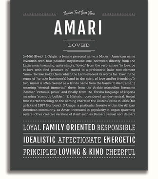 Amari (female) | Name Art Print – Name Stories