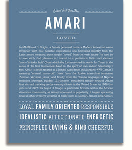Amari (female) | Name Art Print – Name Stories