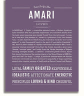 Amari Personalized Name Meaning Art Prints – Name Stories