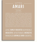 Amari Personalized Name Meaning Art Prints – Name Stories