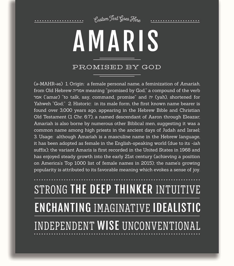 Amaris Personalized Name Meaning Art Prints – Name Stories