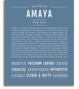 Amaya Personalized Name Meaning Art Prints – Name Stories