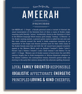 Ameerah Personalized Name Meaning Art Prints – Name Stories