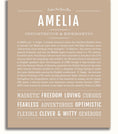Amelia Personalized Name Meaning Art Prints – Name Stories