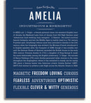 Amelia Personalized Name Meaning Art Prints – Name Stories