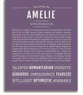 Amelie Personalized Name Meaning Art Prints – Name Stories