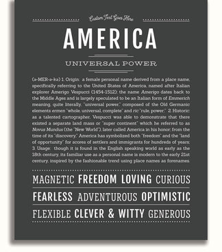 America Personalized Name Meaning Art Prints – Name Stories