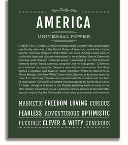 America | Name Art Print – Name Stories