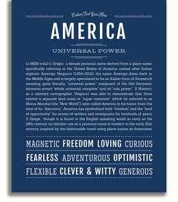America | Name Art Print – Name Stories