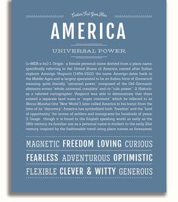 America | Name Art Print – Name Stories