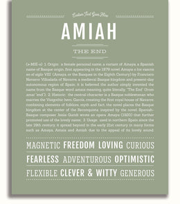 Amiah Personalized Name Meaning Art Prints – Name Stories