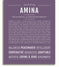 Amina Personalized Name Meaning Art Prints – Name Stories