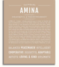 Amina Personalized Name Meaning Art Prints – Name Stories