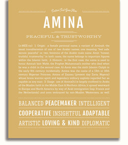 Amina | Name Art Print – Name Stories