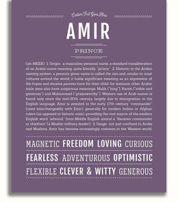Amir Personalized Name Meaning Art Prints – Name Stories