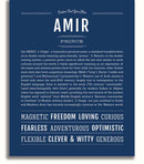 Amir Personalized Name Meaning Art Prints – Name Stories