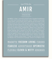 Amir Personalized Name Meaning Art Prints – Name Stories
