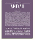 Amiyah Personalized Name Meaning Art Prints – Name Stories