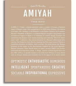 Amiyah Personalized Name Meaning Art Prints – Name Stories