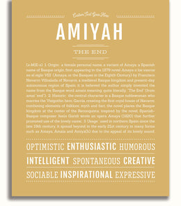 Amiyah Personalized Name Meaning Art Prints – Name Stories