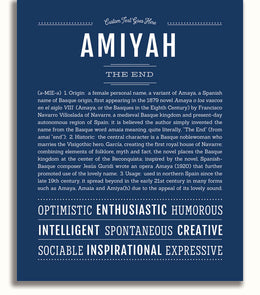 Amiyah Personalized Name Meaning Art Prints – Name Stories