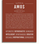 Amos Personalized Name Meaning Art Prints – Name Stories