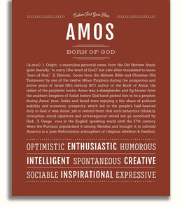 Amos Personalized Name Meaning Art Prints – Name Stories