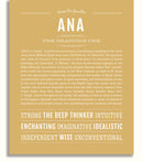 Ana Personalized Name Meaning Art Prints – Name Stories