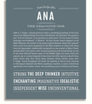 Ana Personalized Name Meaning Art Prints – Name Stories