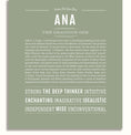 Ana Personalized Name Meaning Art Prints – Name Stories