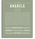 Anabela Personalized Name Meaning Art Prints – Name Stories
