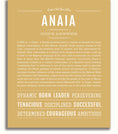 Anaia Personalized Name Meaning Art Prints – Name Stories