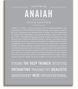 Anaiah | Name Art Print – Name Stories