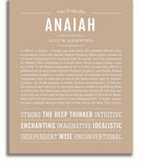 Anaiah | Name Art Print – Name Stories