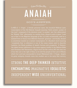 Anaiah | Name Art Print – Name Stories