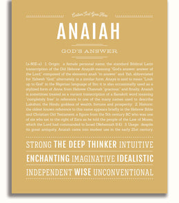 Anaiah | Name Art Print – Name Stories